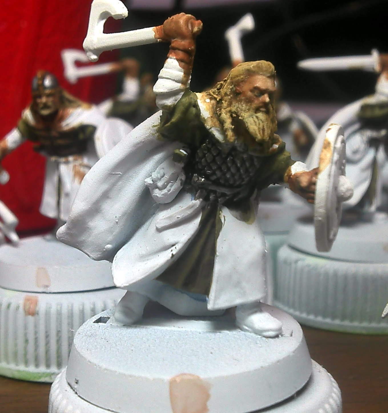 Wargames and Railroads: Grimbold's Helmingas Warband - 1st Painting Session