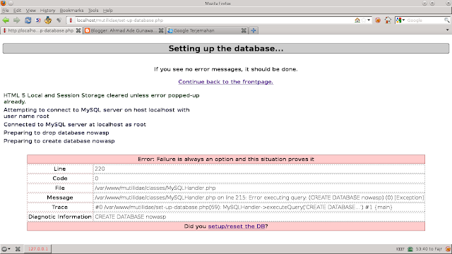 failed on install xampp and mutillidae | Learn Linux BackTrack