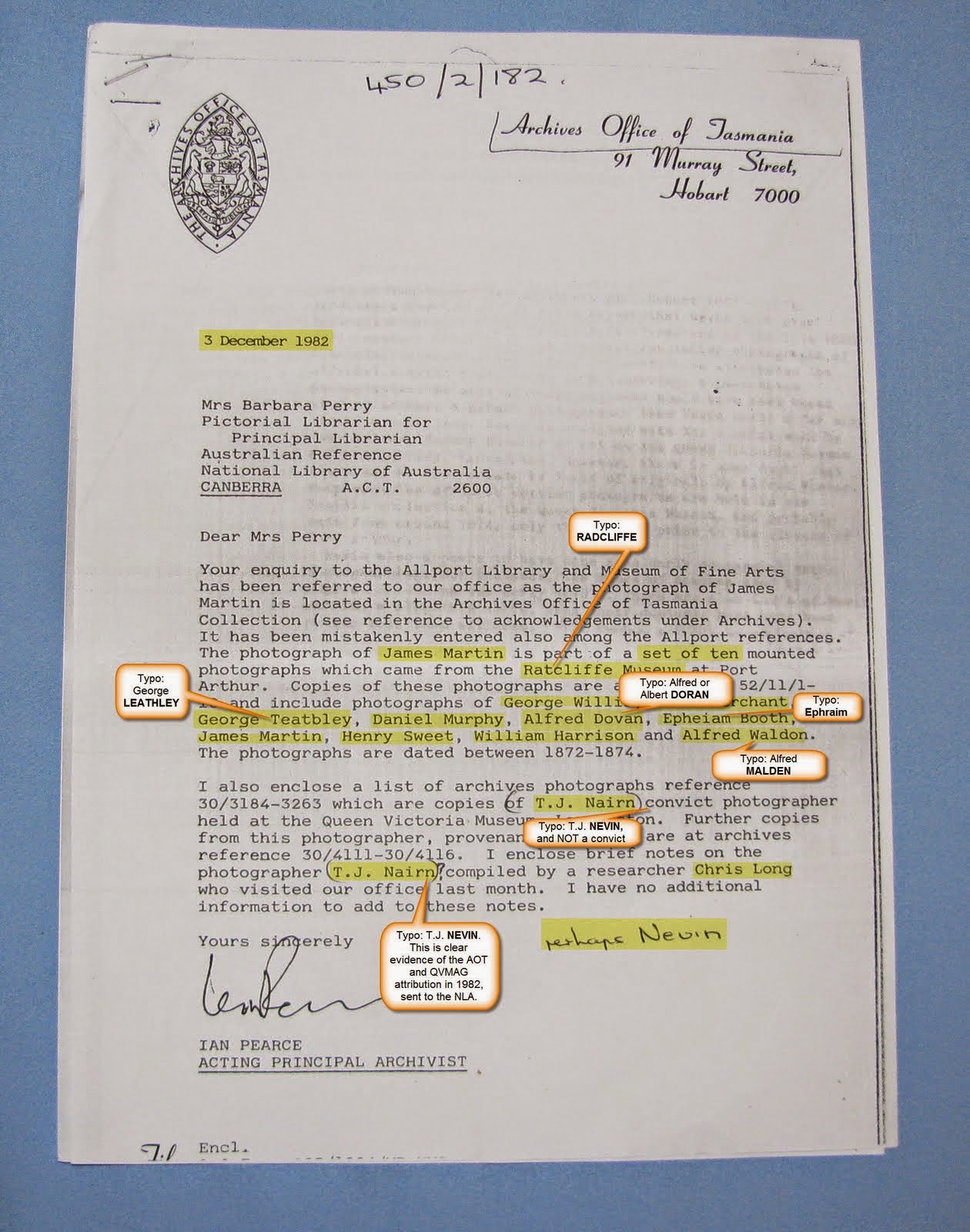 Thomas J. Nevin | Tasmanian Photographer: Prisoner James MARTIN ...