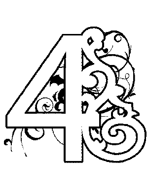 Coloring Pages for Kids: Number Four "4" Coloring Pages