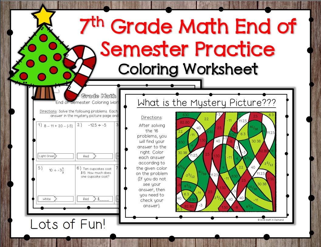 Math in Demand: 7th Grade Math End of the Semester Coloring Worksheet