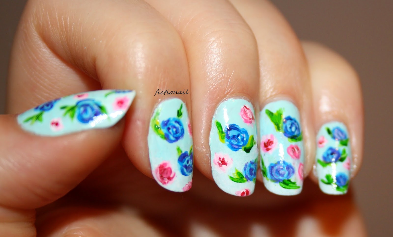 Blue Rose Nails