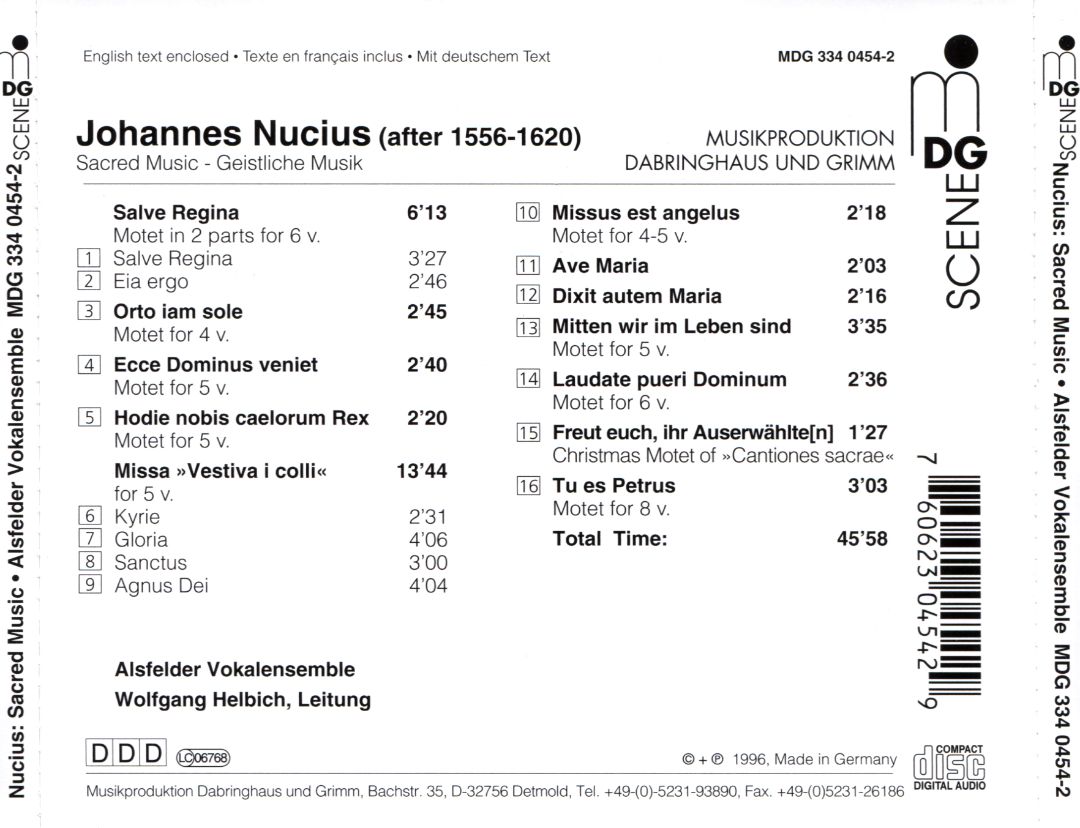 Ploy Vault Cat: Johannes Nucius (1556-1620) - Sacred Motets and Missa ...