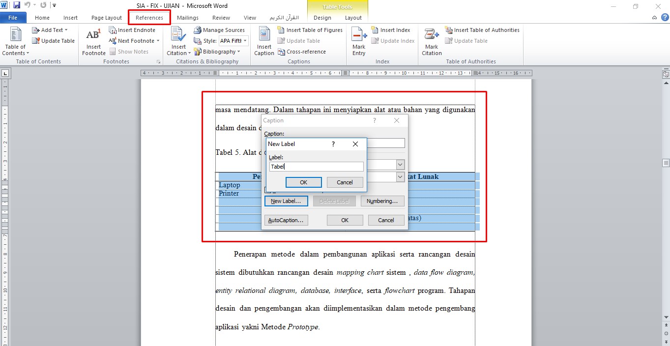 Membuat Daftar Tabel di Microsoft Word dengan Mudah dan Cepat ~ KUAS