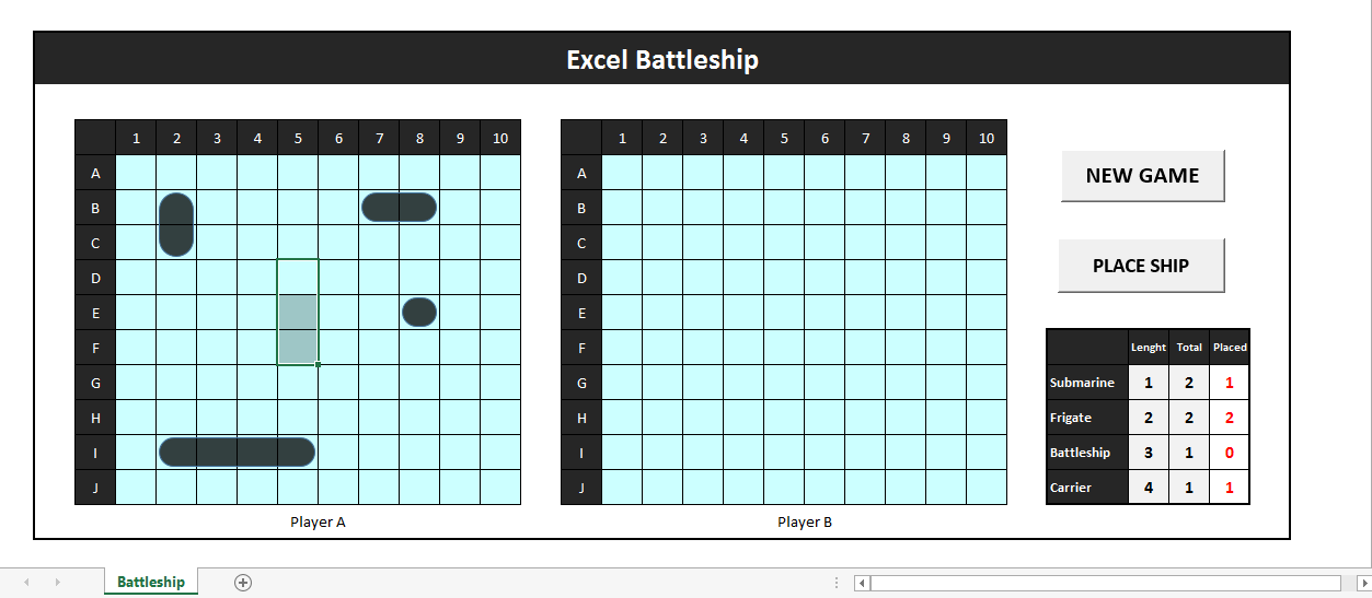 Excel Macro Fun: Excel Battleship Game