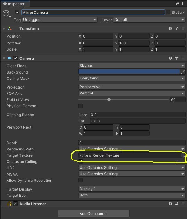 Unity3d Mirror Using Camera And Rendertexture