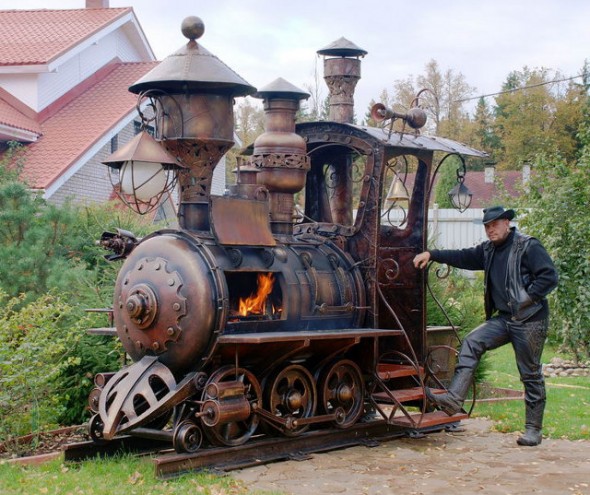 Pix Grove: Steampunk Locomotive Barbeque Grill