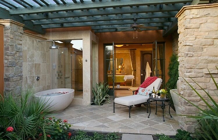 Outdoor Bathroom Design, Natural Open Air Bathroom Plans | Minimalist ...
