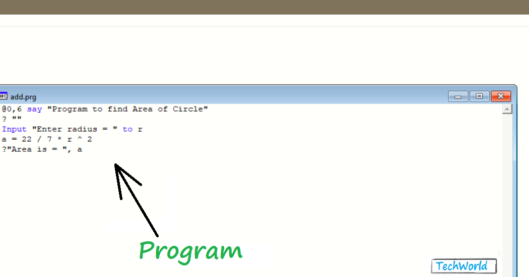 Program to find Area of Circle in FoxPro