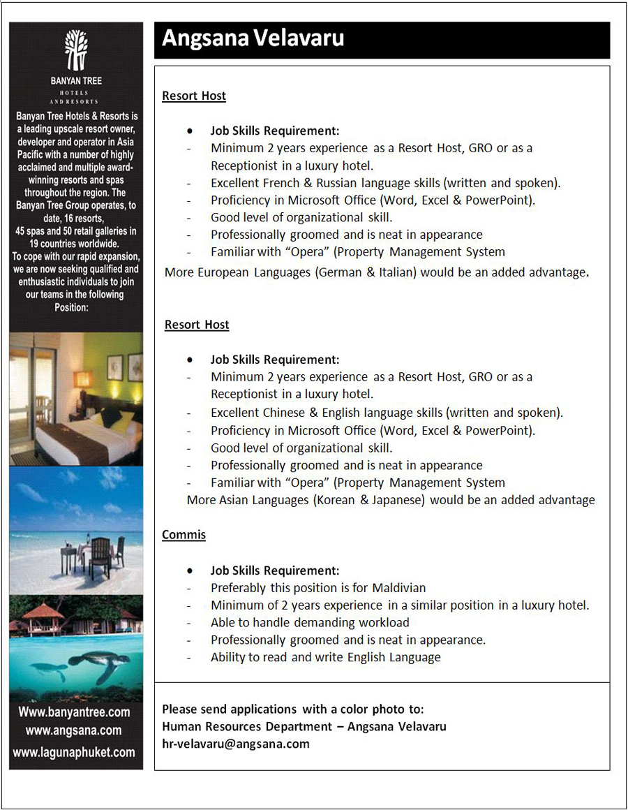 Job Maldives - Fresh Jobs in Maldives