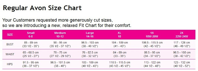 MailChimp: Regular Avon Size Chart