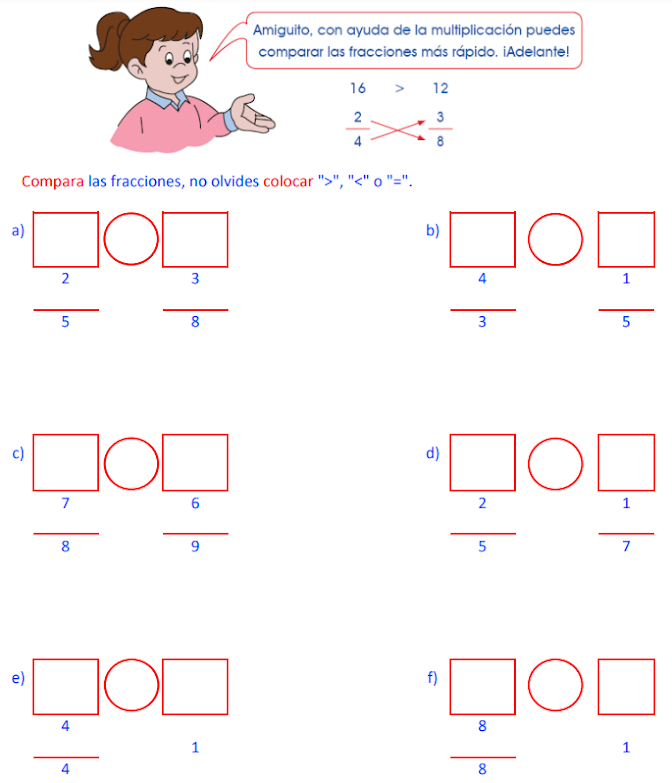 Tercer Grado - Matemáticas - Comparación de fracciones