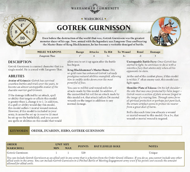 Mezmaron's Lair: Gotrek Gurnisson's Warscroll for Age of Sigmar Released