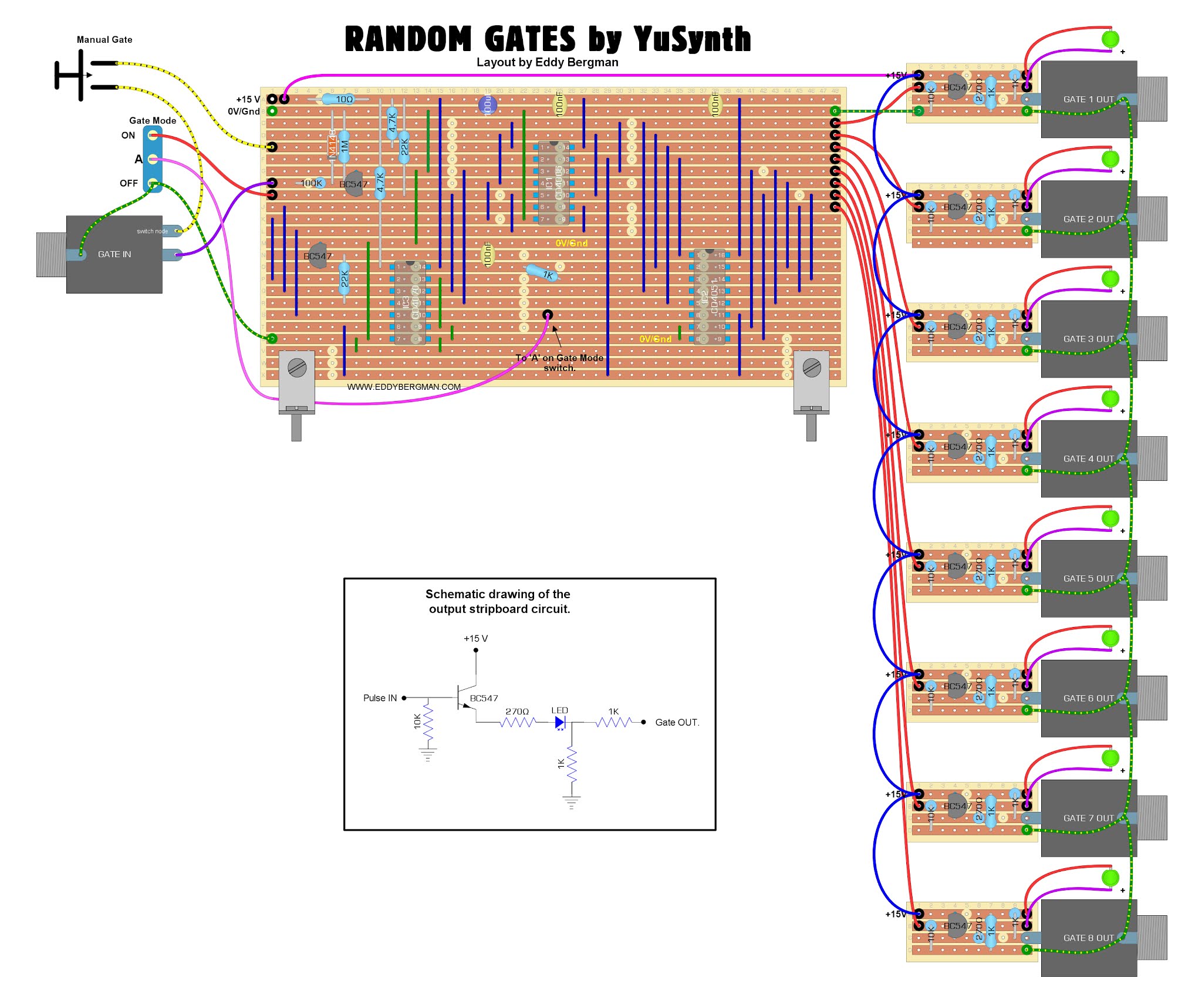 Eddy Bergman.com: Synthesizer Build part-42: 8 RANDOM GATES by Yusynth.