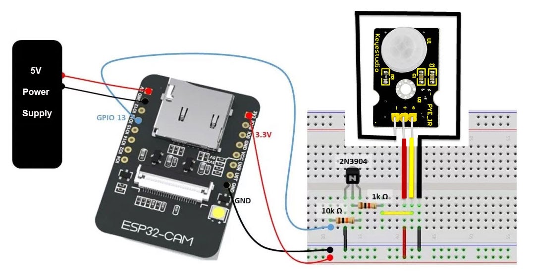 ตัวอย่างโปรเจค Iot Esp32 หุ่นยนต์ Esp32 โปรเจค Esp32 Cam กล้องดักถ่ายภาพอัตโนมัติ ด้วย Pir Motion