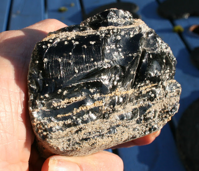 Lateral Science: LIPARI OBSIDIAN with Oriented CRISTOBALITE Spherulites