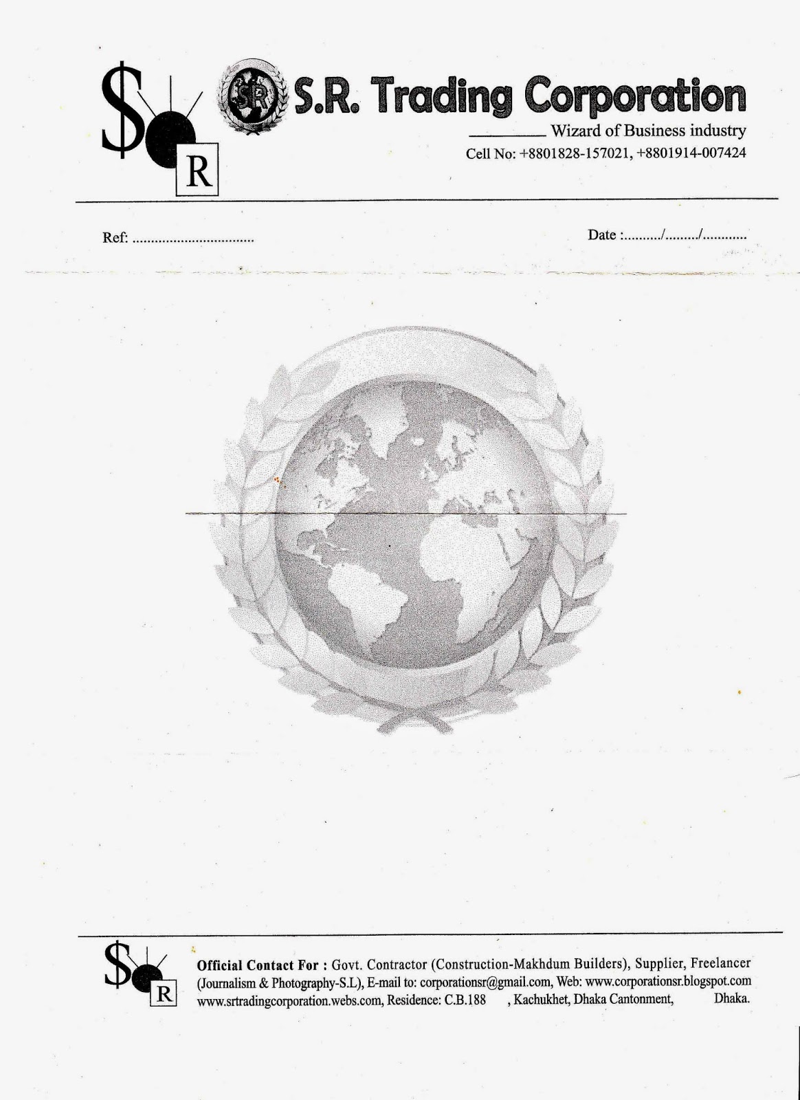 S.R Trading Corporation Letter Head Pad