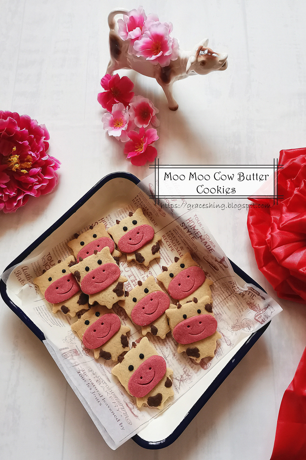 Grace's Blog 欣语心情: 金牛迎春 ~ 哞哞牛油曲奇 Moo Moo Cow Butter Cookies