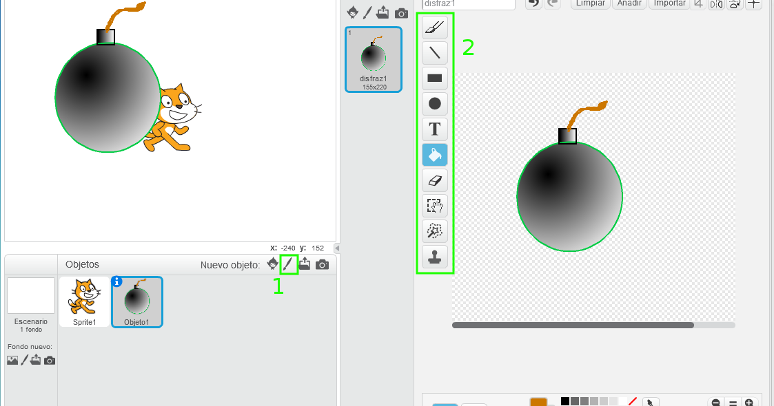 tecnología: 2ºESO-Scratch. Crear fondos y personajes