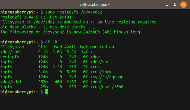 dominoc925: Allocating more space to an emulated Raspbian disk image