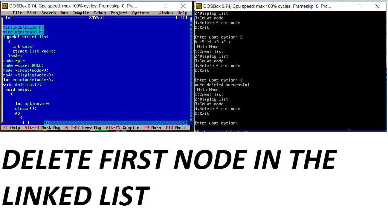 Delete First Node In The Linked List Using C Language