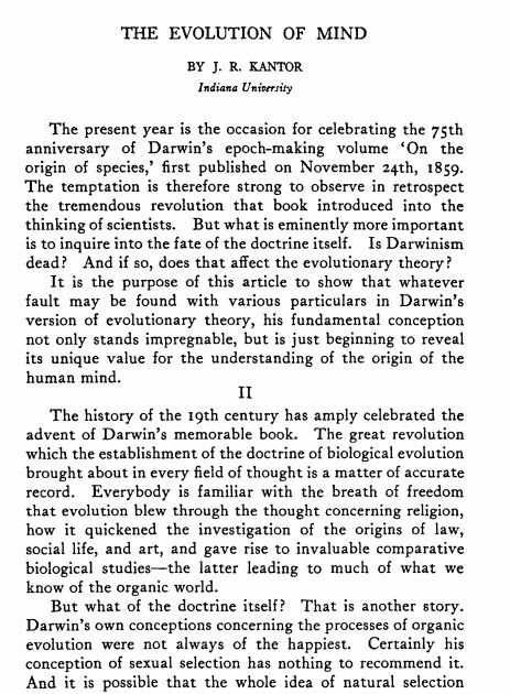 “LA EVOLUCIÓN DE LA MENTE” (1935) por Jacob Robert Kantor