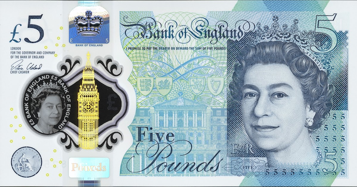 England New Fiver 5 Pound Sterling Note 2016 Sir Winston Churchill