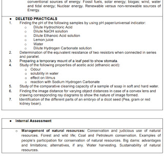 Deleted Portion of Science Class Xth