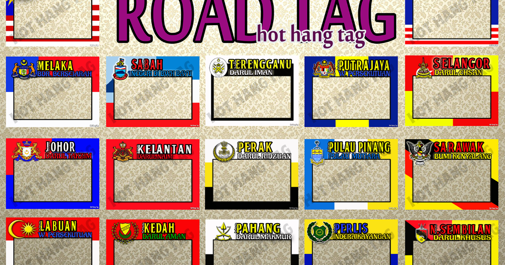 ROAD TAG NEGERI, WILAYAH & MALAYSIA - Hot Hang Tag