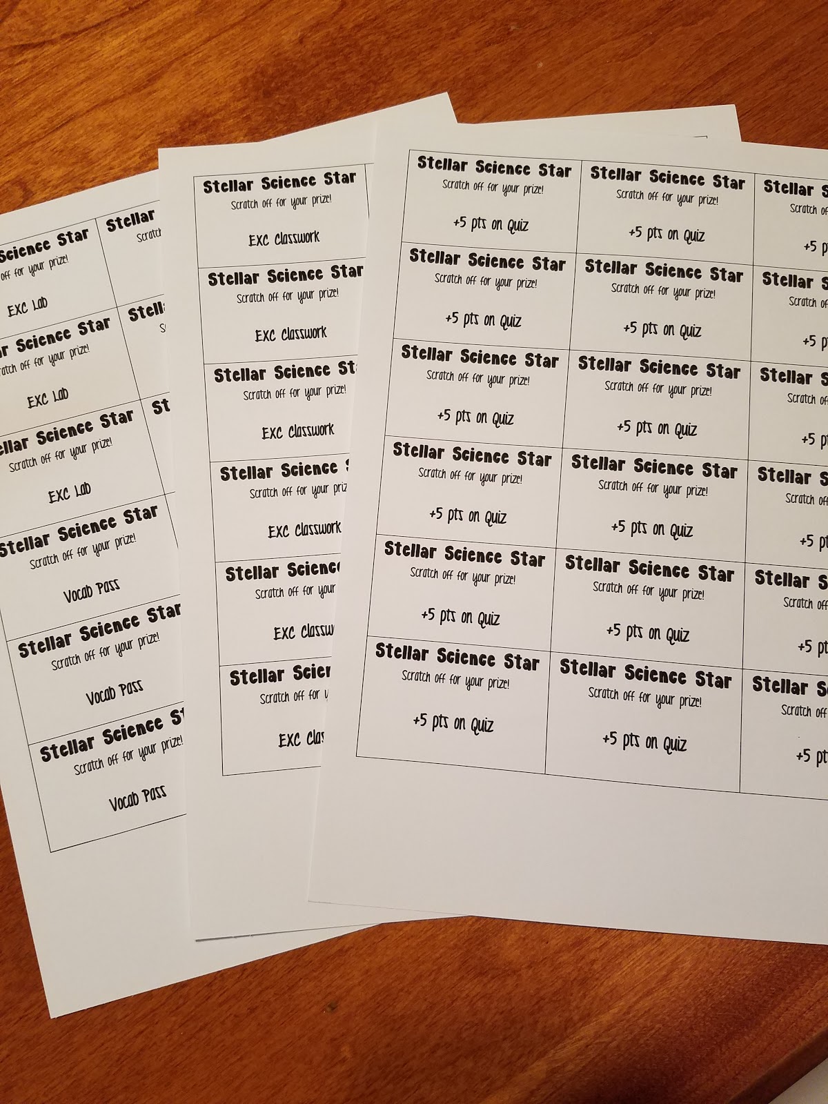 I Teach Science and...: Incentive Scratch-off Cards!!