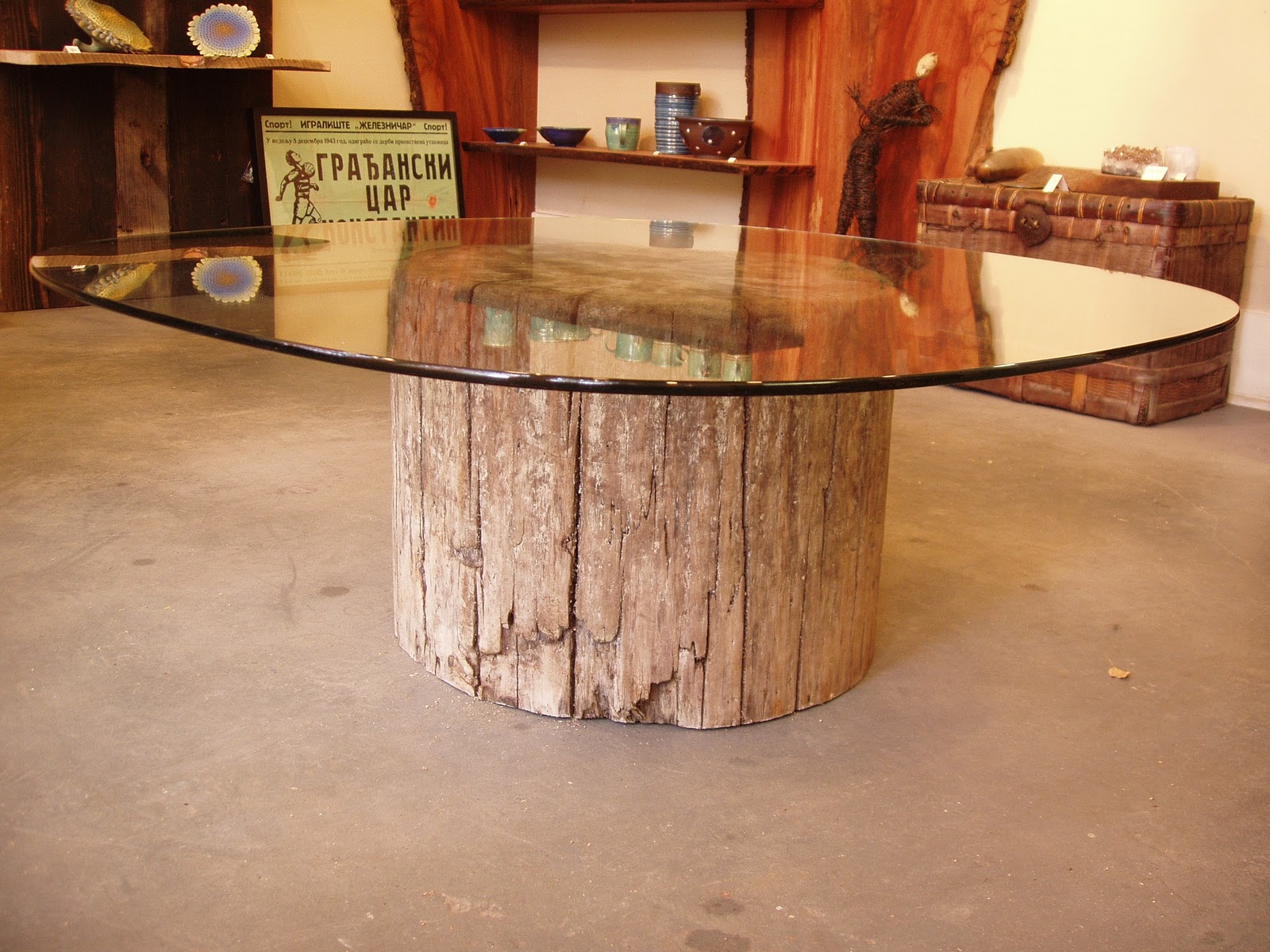 driftedge woodworking: Driftwood Douglas Fir Stump Table with glass top ...