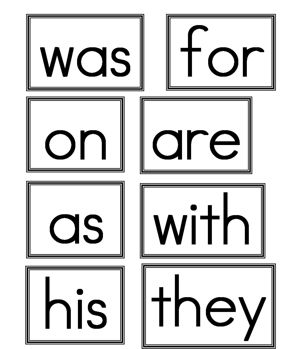 Printable Word Wall Sight Words