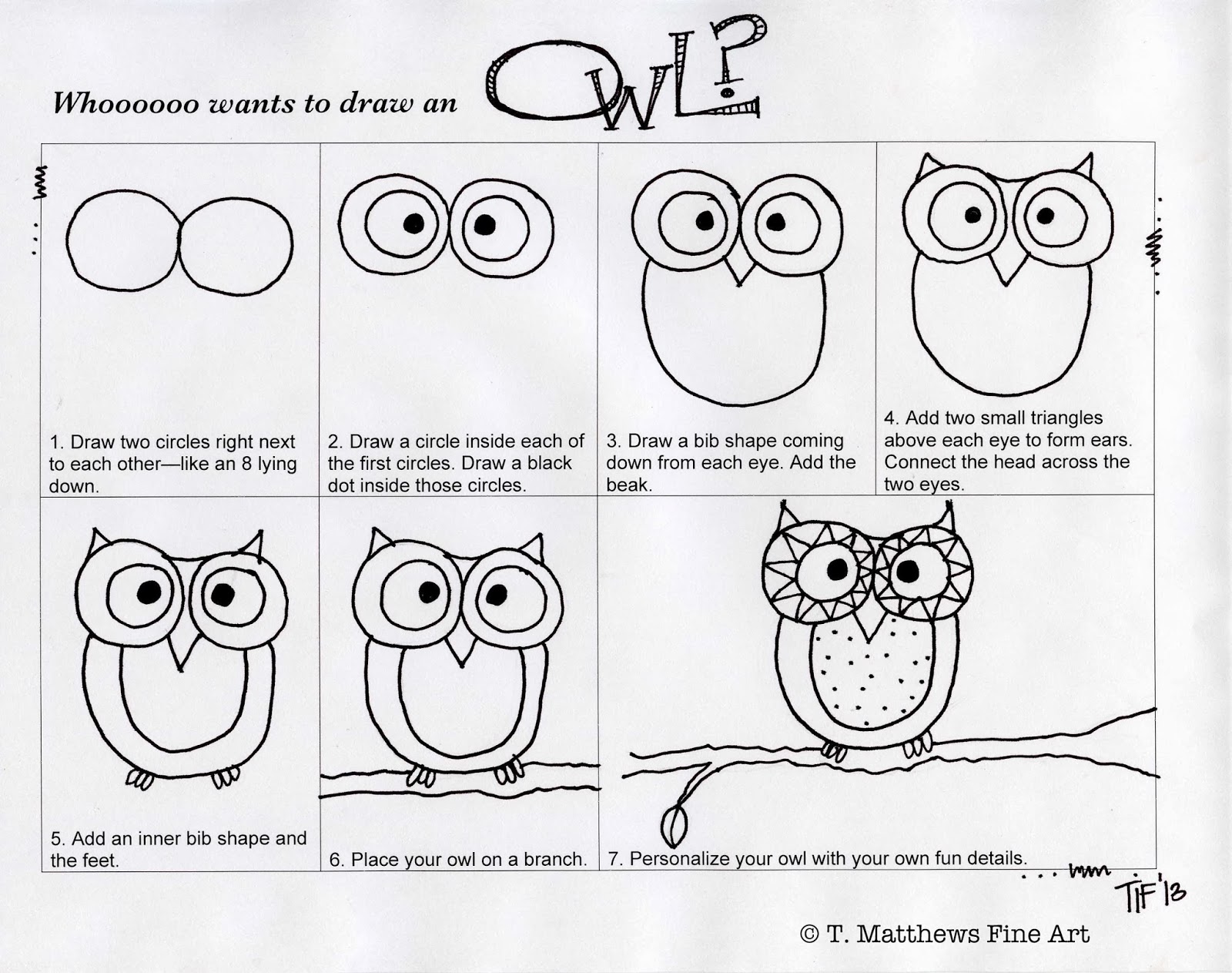 T. Matthews Fine Art: First Friday Art Class for November 2013 - Owls ...