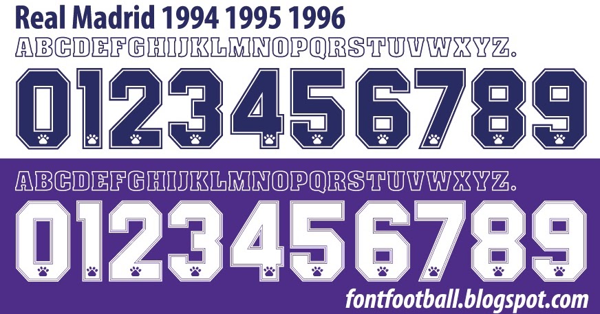 FONT FOOTBALL: Font Vector Real Madrid 1994 1995 1996 kit