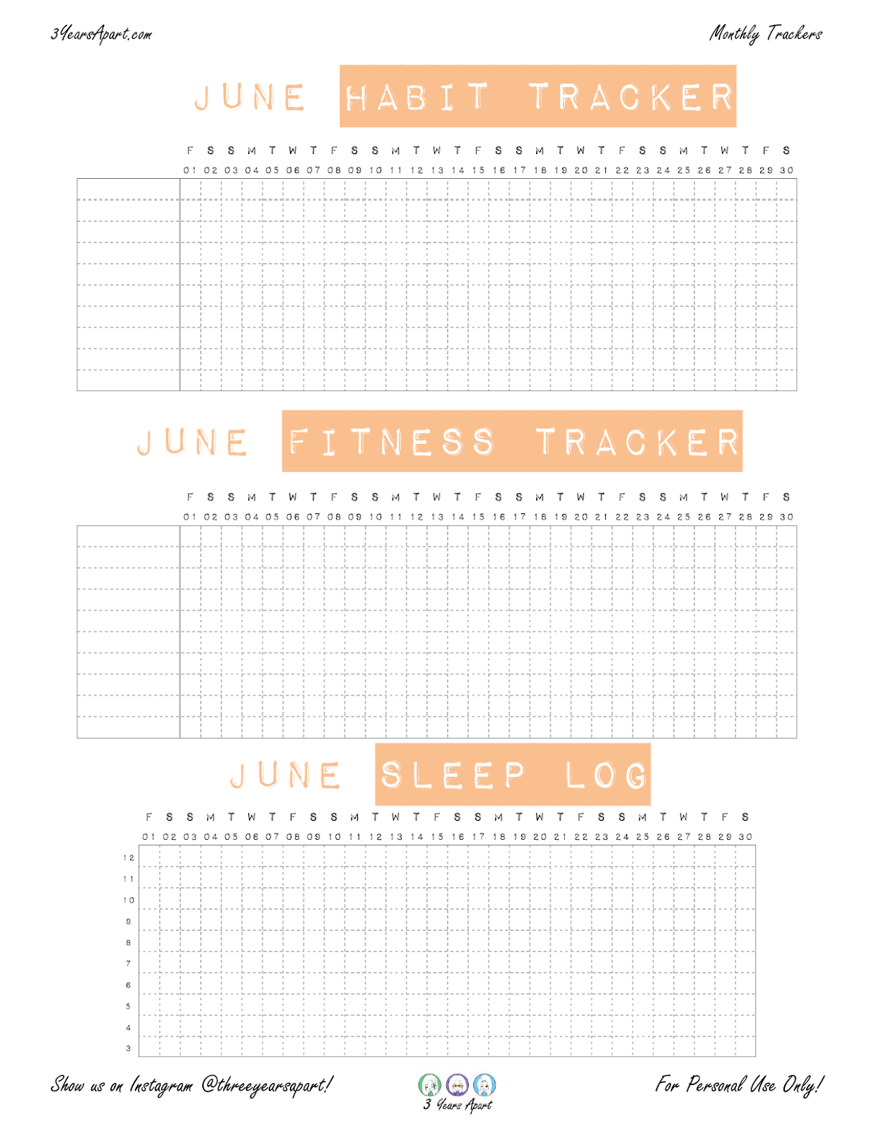 June 2018 Bundle | Free Printable for Bullet Journals and Planner | 3 ...