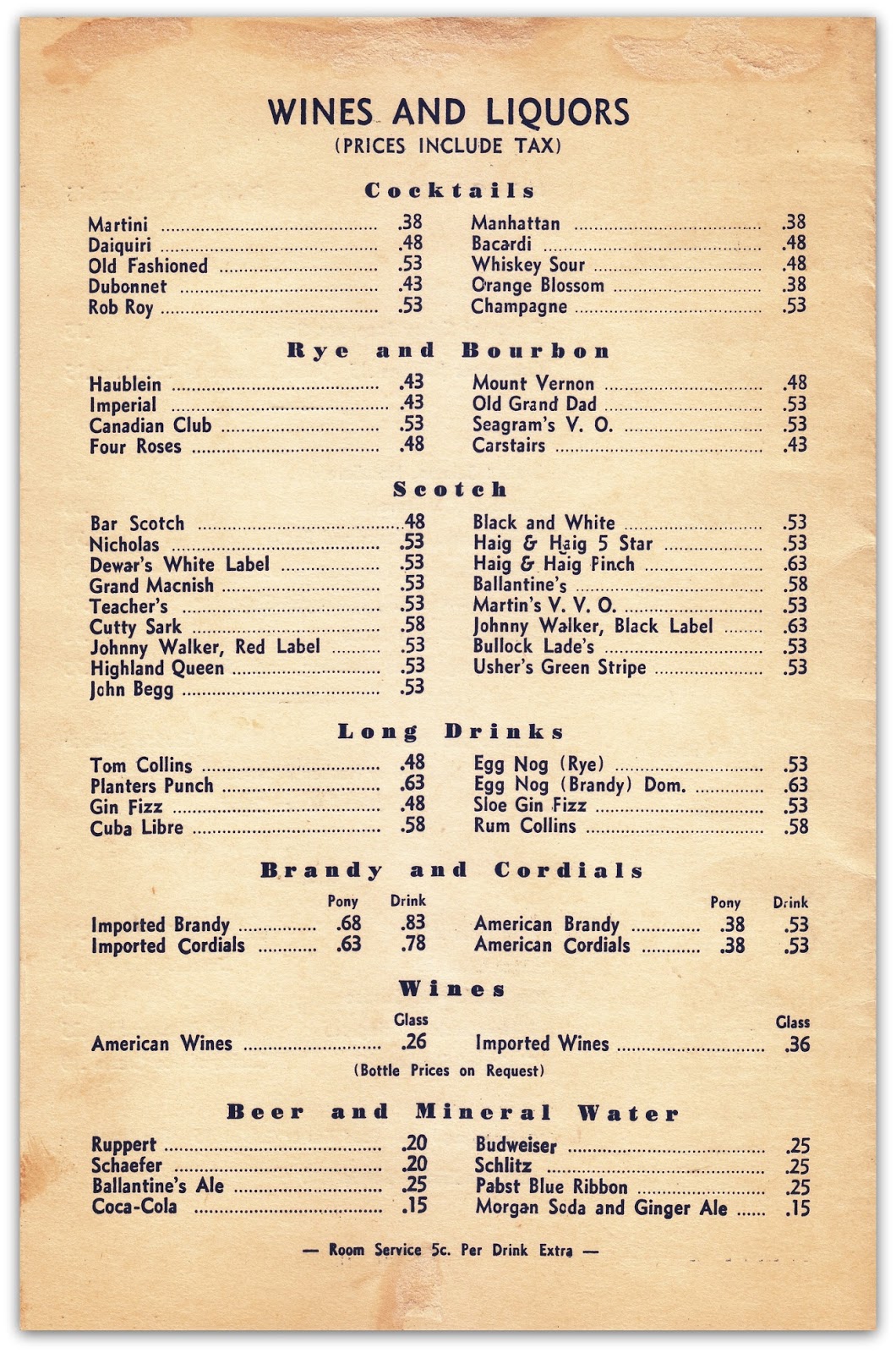Tudor City Confidential: Tudor City Artifact: 1944 MENU