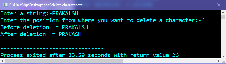 Program In C To Delete A Character From A Given Position In A Given Program In C To Delete A Character From A Given Position In A Given