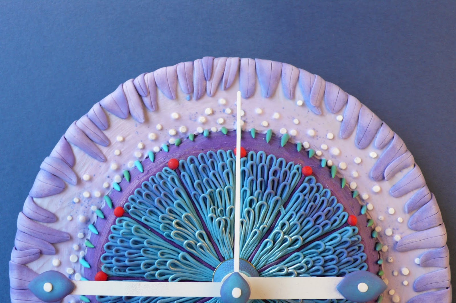 Nibyniebo: Lilac and blue - polymer clay wall clock - just baked!