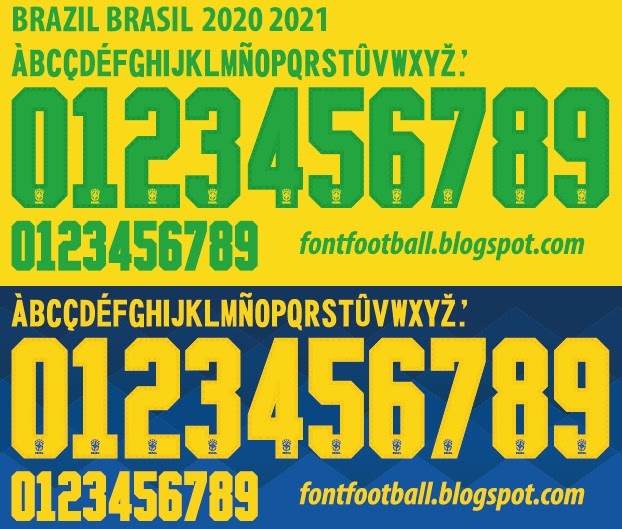 FONT FOOTBALL: Font Vector Brazil Brasil 2020 2021 kit
