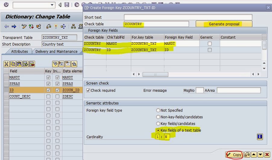 TECHSAP : Creation of Text table and linking it to the main table