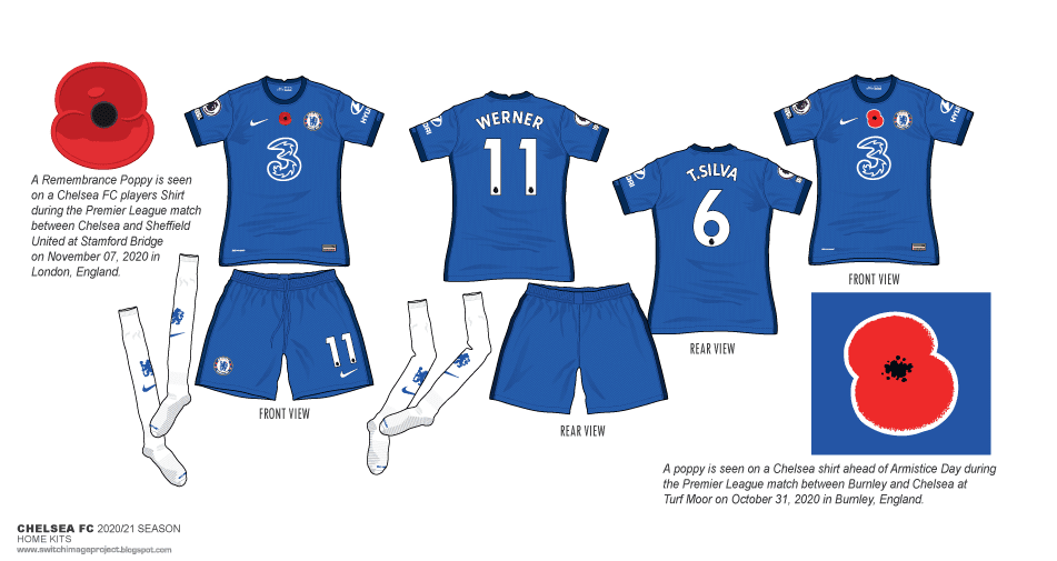 Football teams shirt and kits fan: Chelsea FC 2020-21 Poppy Home Kits