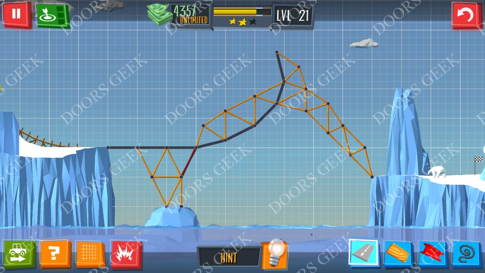 Build a Bridge! Level 21 Solutions ~ Doors Geek