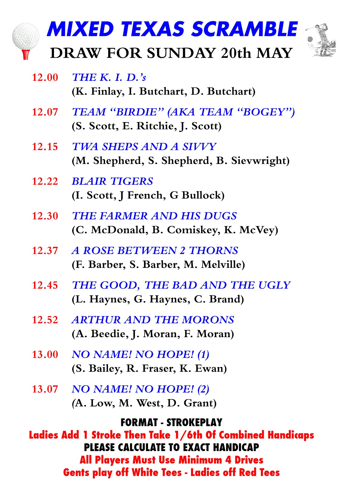 Strathmore Ladies: MIXED TEXAS SCRAMBLE