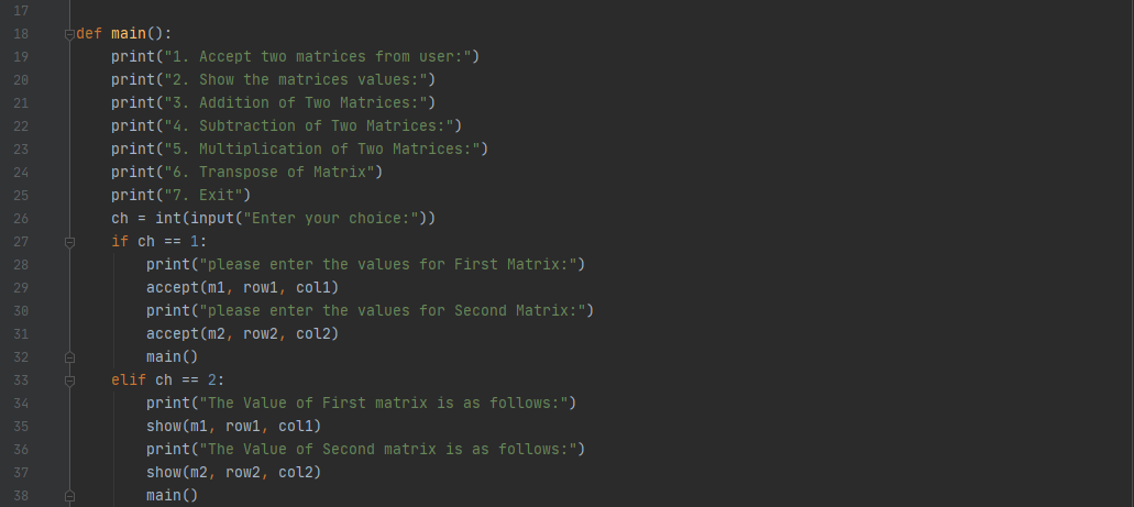 Data Structures And Algorithms Group A Python Program For Matrix