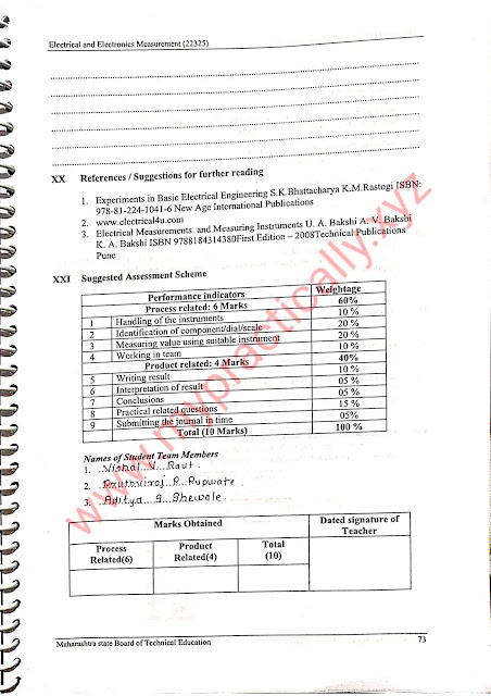 22325 Electrical and Electronics Measurements EEM | Lab Manual Answers ...