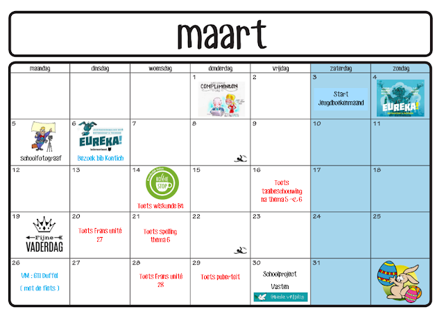 Klas6sintmichiel: Maandplanning maart