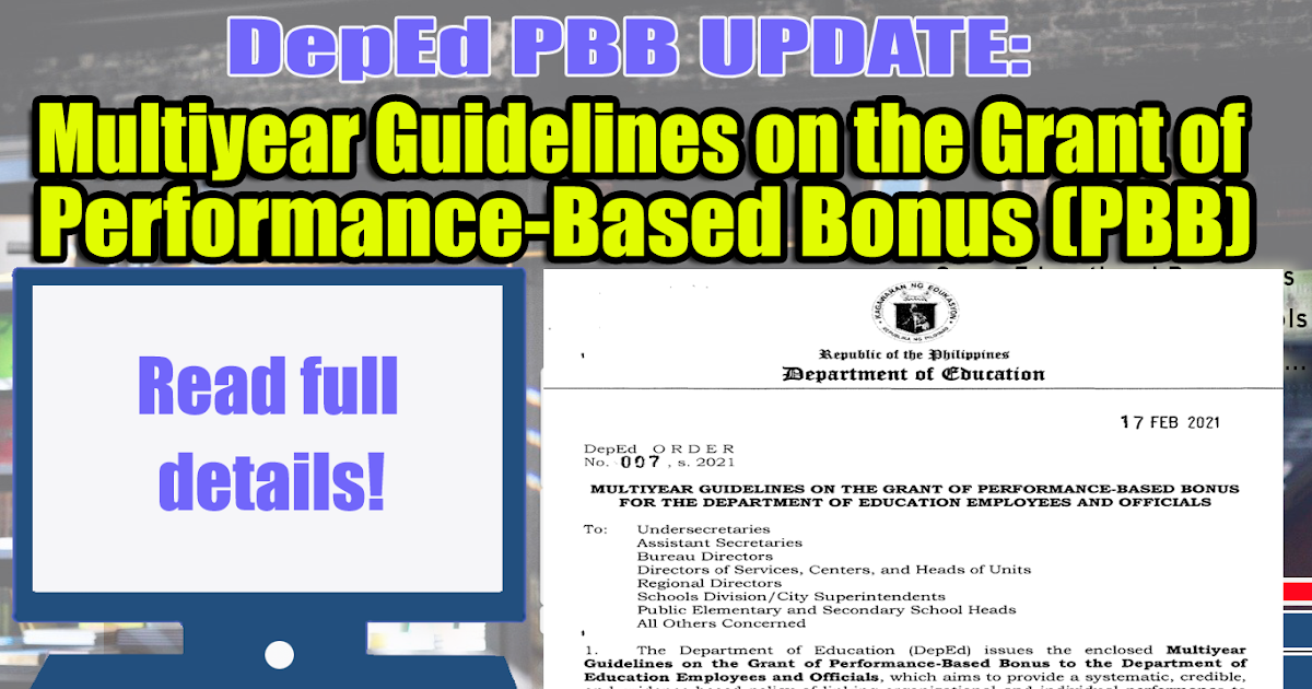 DepEd PBB UPDATE: Multiyear Guidelines on the Grant of Performance ...