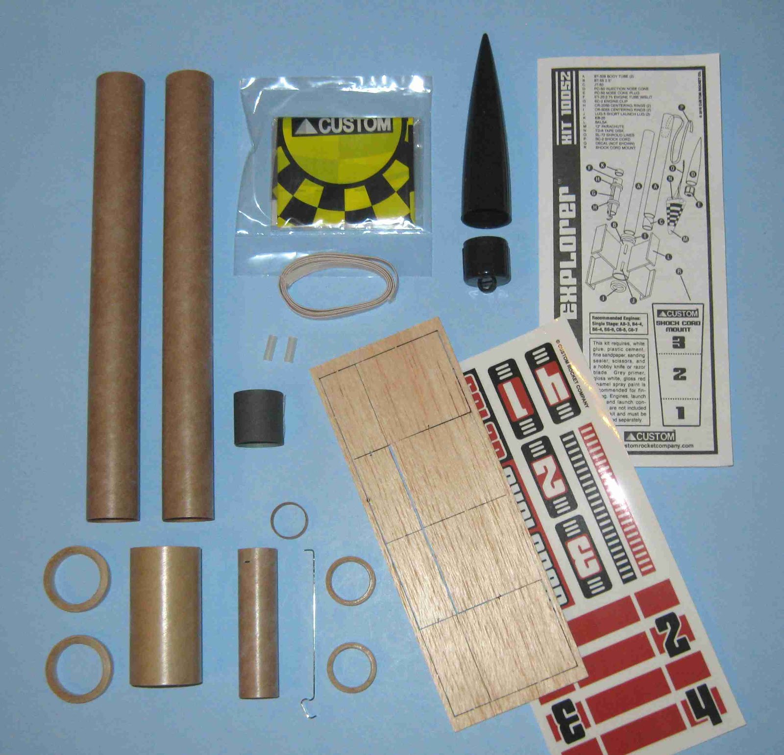 Model Rocket Building: Custom Rockets Solar Explorer Build Part 1 Parts