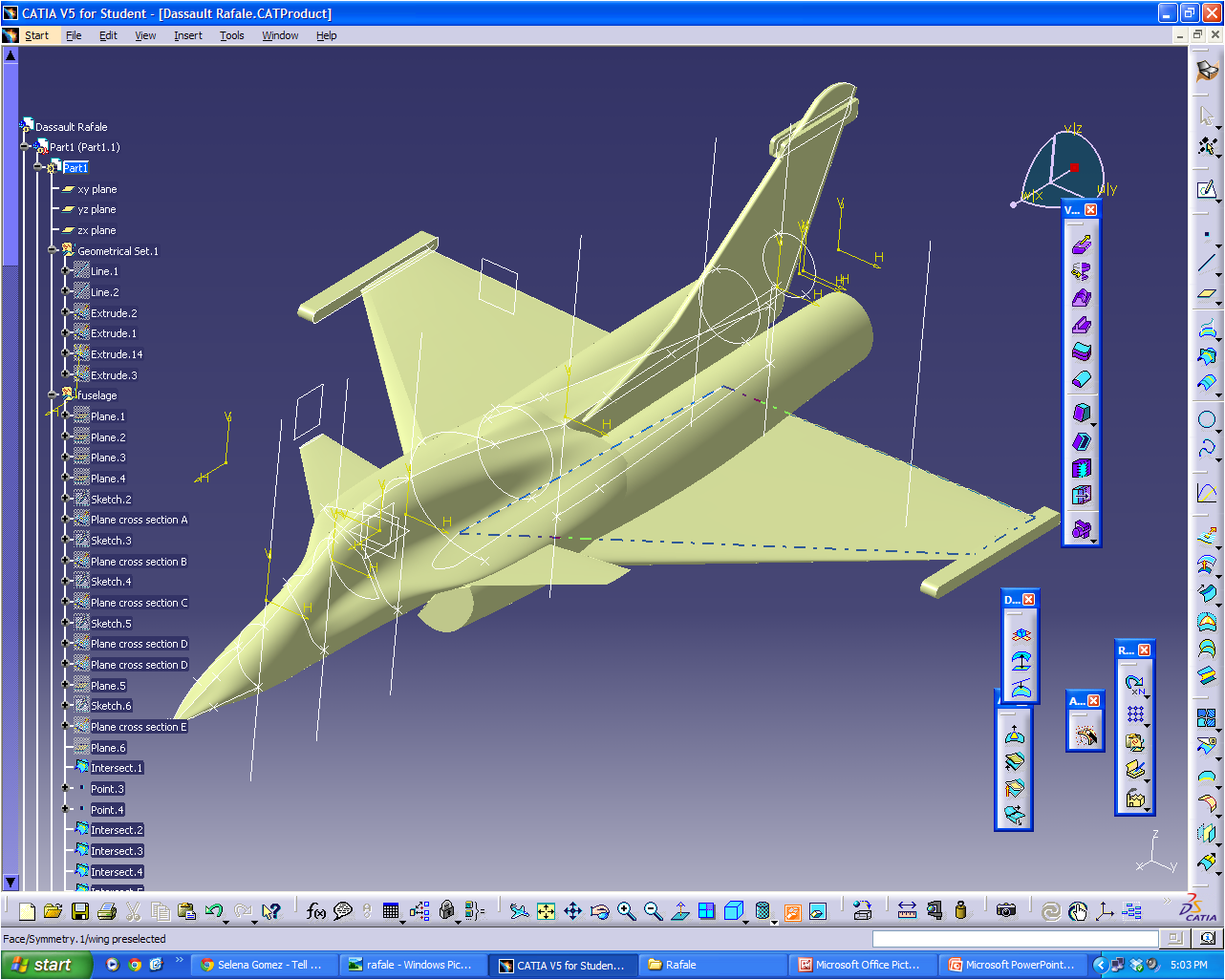 my catia V5: Dassault Aviation Rafale 3 Plan View Reverse Engineering