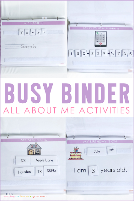 Busy Binder Activities | Lets Play.Learn.Grow